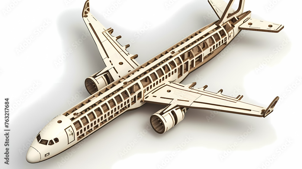 Realistic Style, A Boeing 747 Airliner, Made Of Wooden Planks - A Model ...