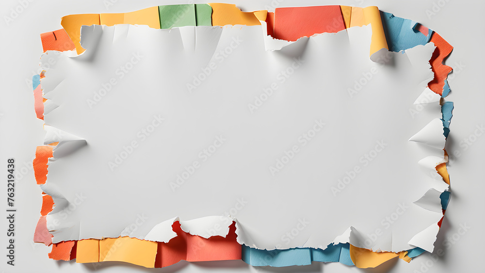 Colorful torn paper form a frame with a copyspace. AI generated image ...