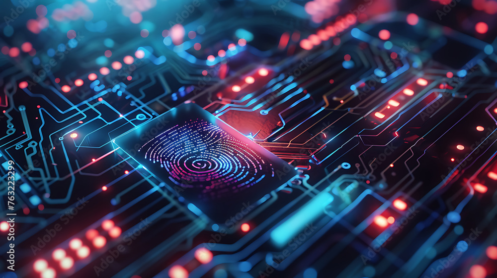 Card data protection with biometric technology concept. Fingerprint ...