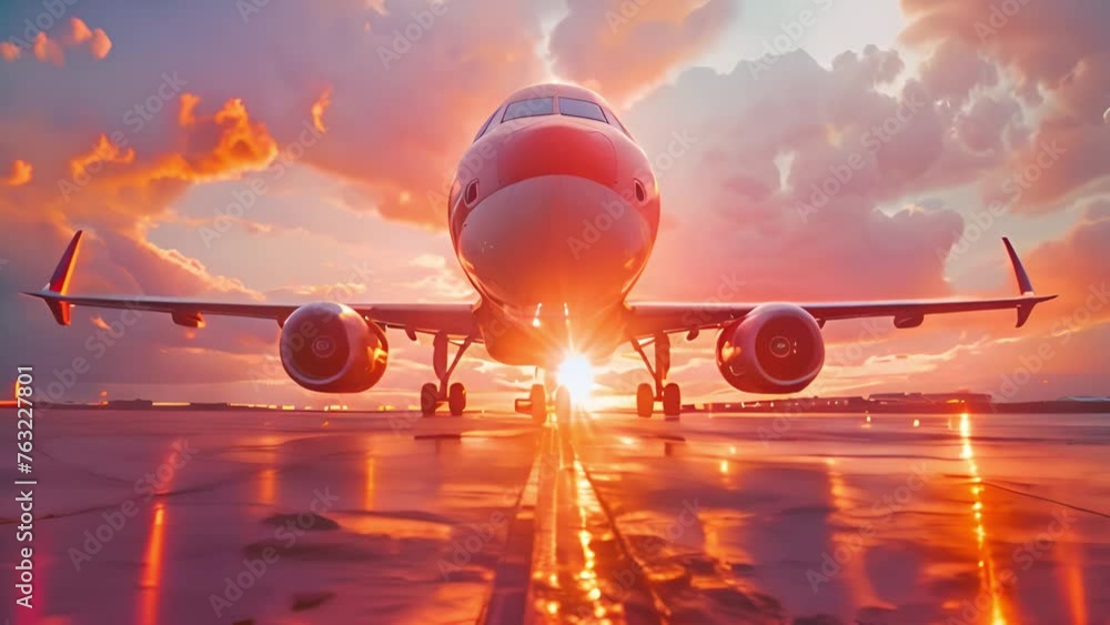Ready for liftoff: Animated scene of aircraft on the tarmac, poised for ...
