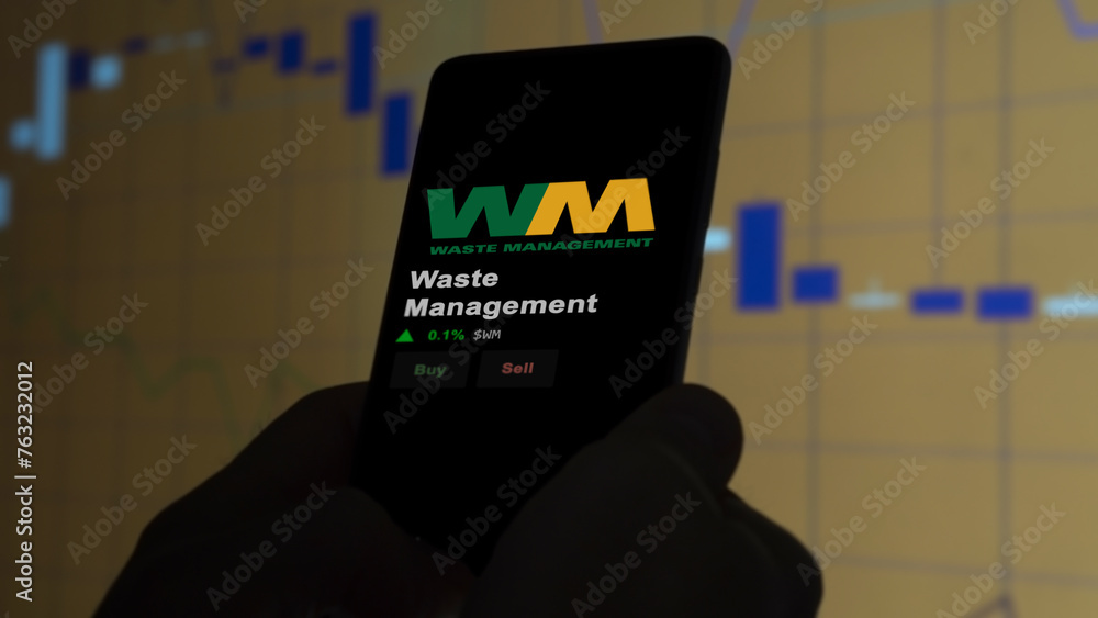 January 15th 2024. The logo of Waste Management on the screen of an ...