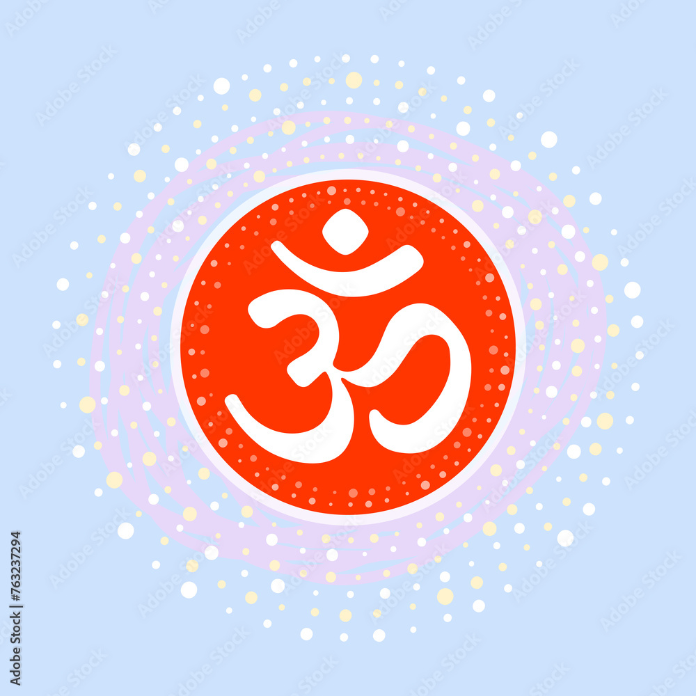 Om or Aum Indian sacred sound. The symbol of the divine triad of Brahma ...