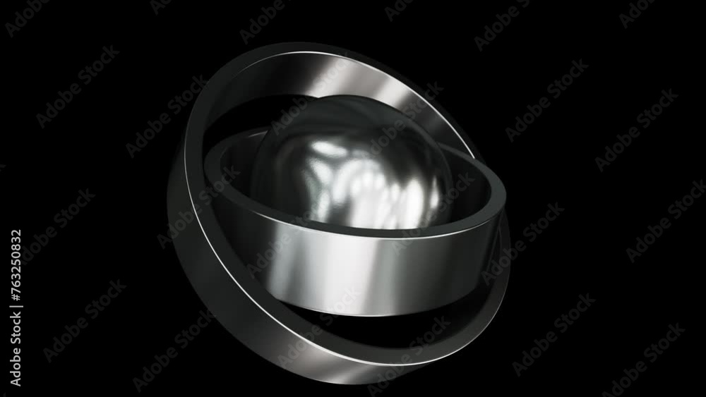 Realistic looping abstract 3D animation of the morphing textured silver ...