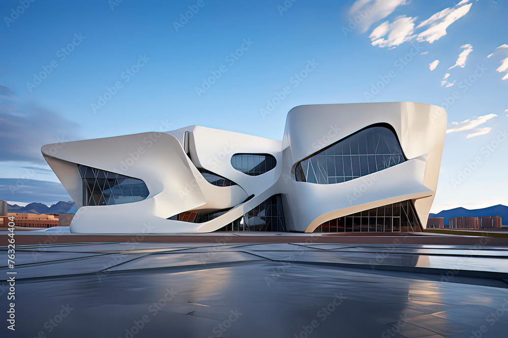 Modern architectural design of empty squares and art centers. AI ...