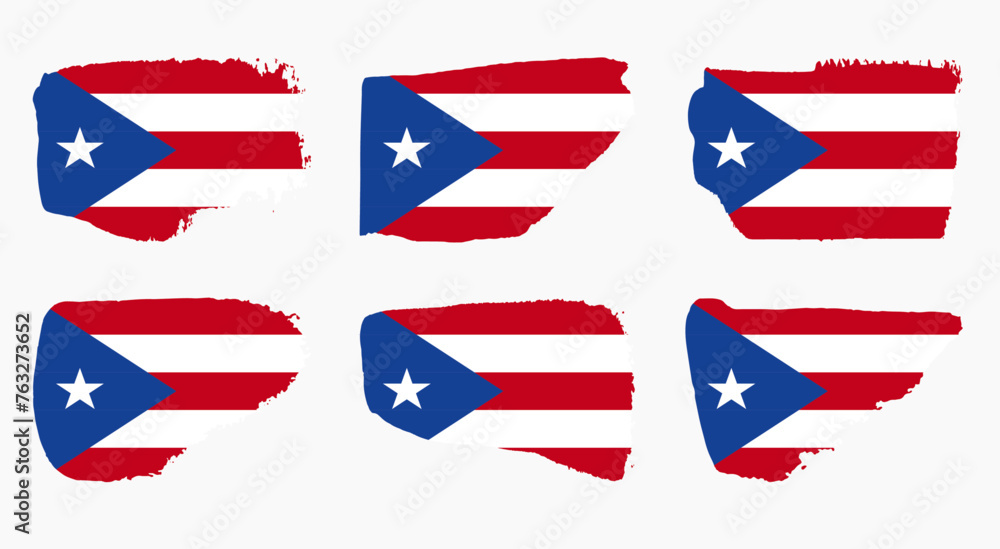 Puerto Rico flag collection with palette knife paint brush strokes ...