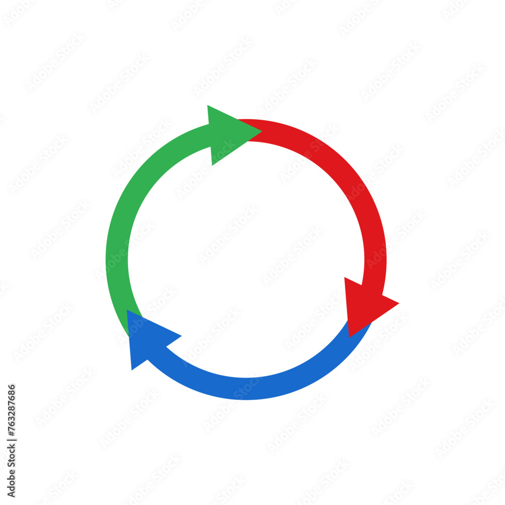 Three simple arrows in circular motion. Semicircular double arrows ...