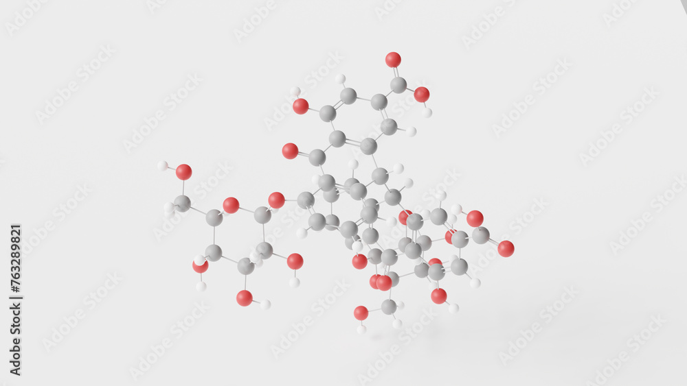 sennoside molecule 3d, molecular structure, ball and stick model ...