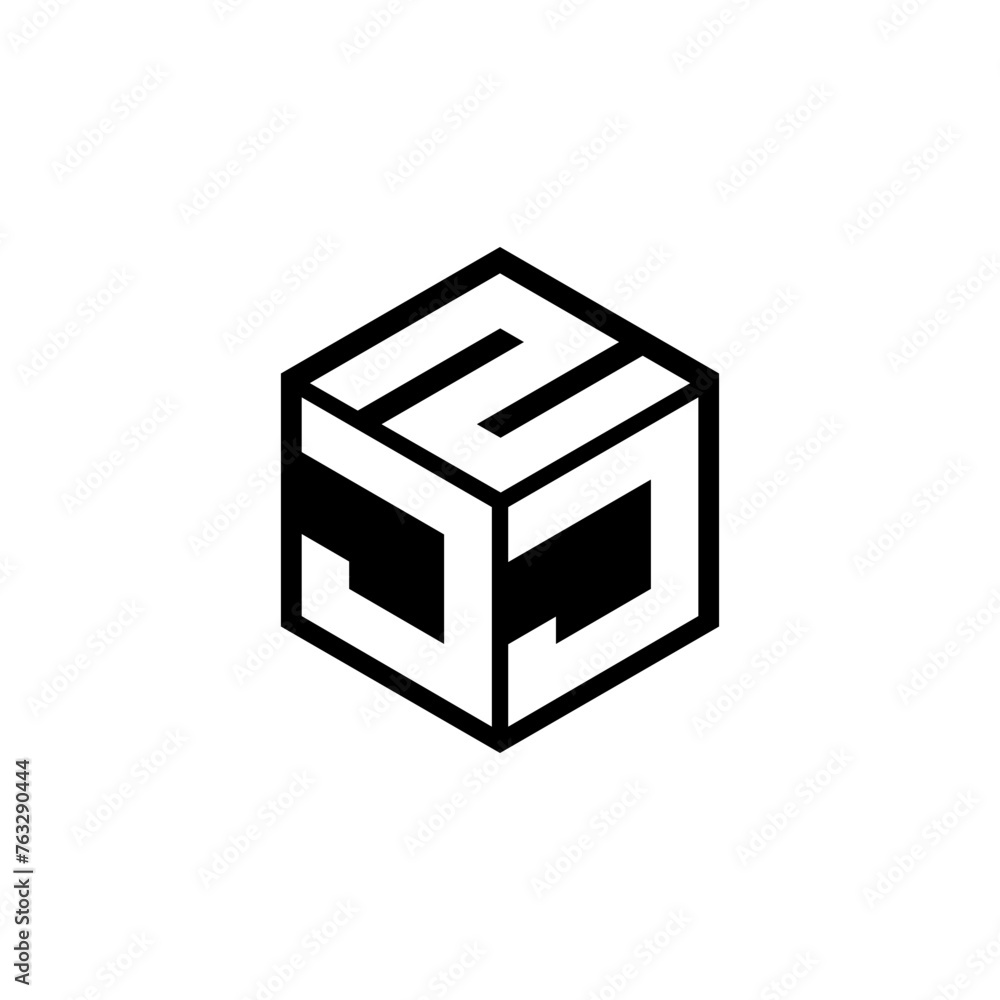 JJZ letter logo design with white background in illustrator, cube logo ...