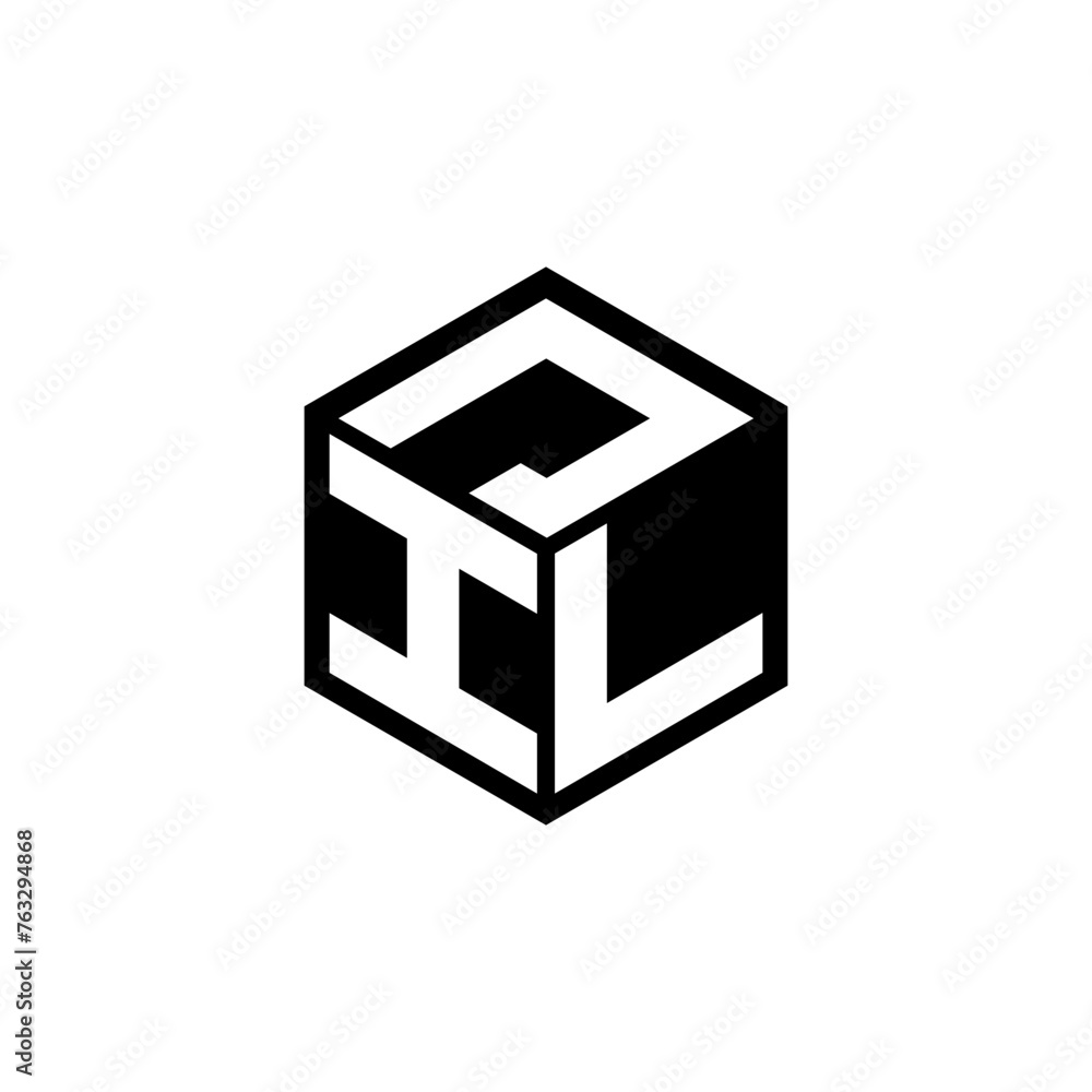 ILJ letter logo design with white background in illustrator, cube logo ...
