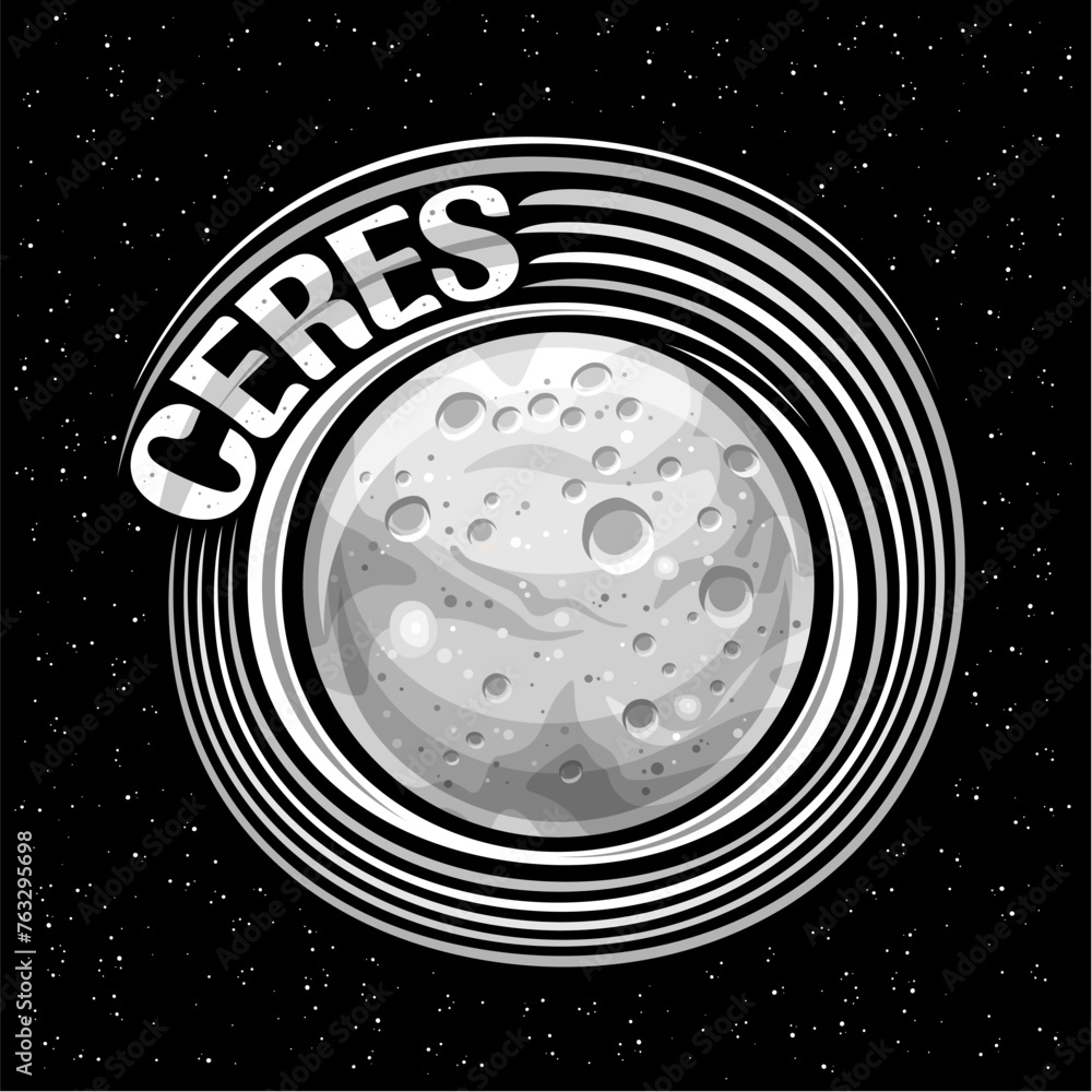 Vector logo for Ceres, decorative astronomical square poster with ...