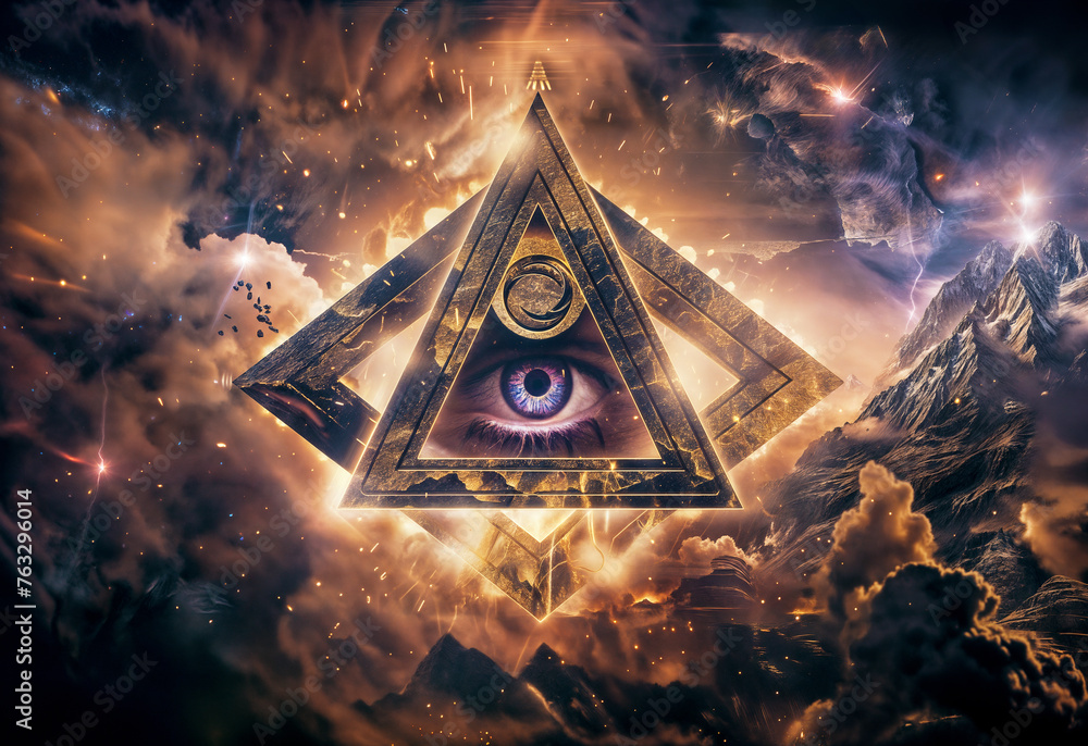 The All-Seeing Eye of the Illuminati in a Triangle Stock Photo | Adobe ...