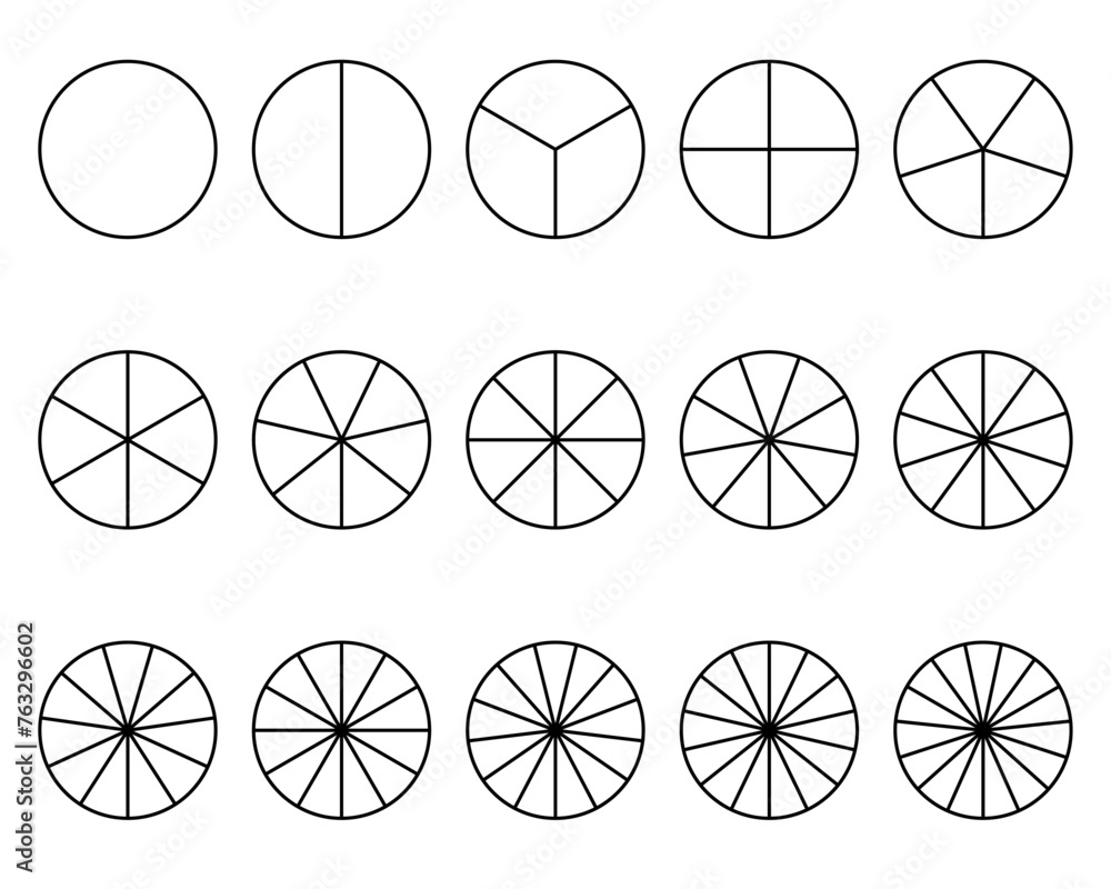 Circles divided into segments from 1 to 15. Segments infographic ...
