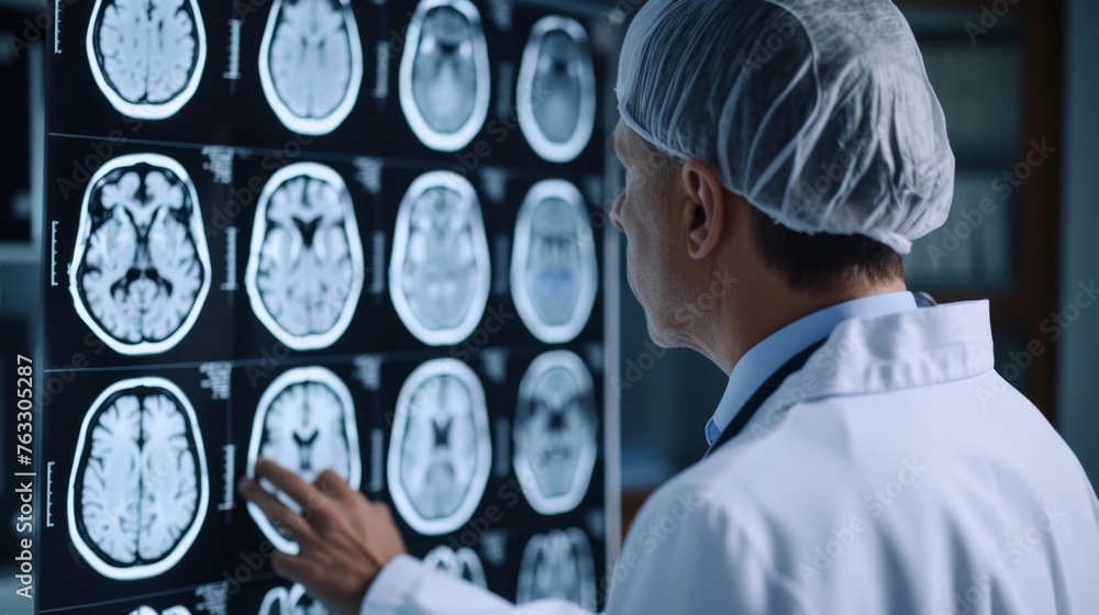 Neurologist Examining MRI Brain Scans for Diagnosis Stock Photo | Adobe ...
