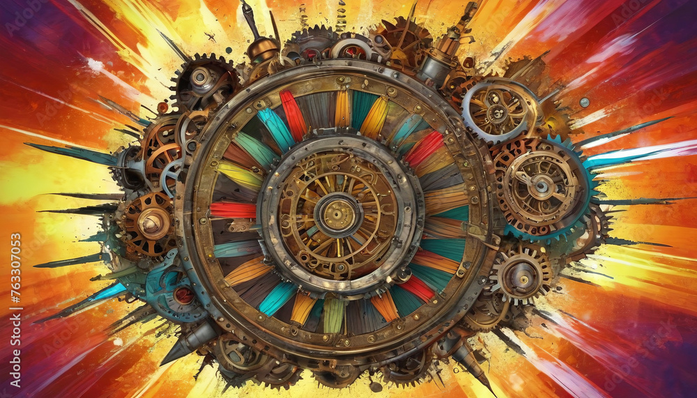 Explosion painting depicted in various colors and styles, generative AI ...