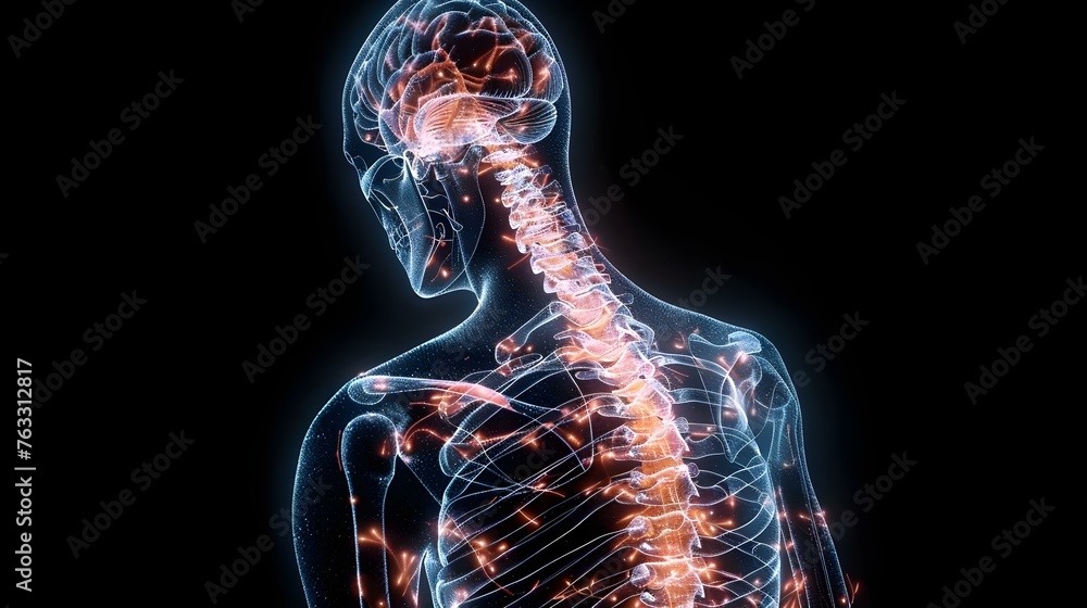 Anatomythemed photo of a spine and nervous system ideal for medical or ...