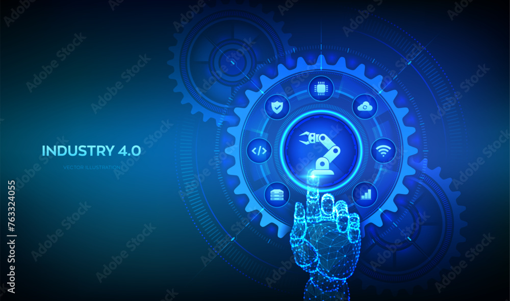 Smart Industry 4.0 concept. Factory automation. Autonomous industrial ...