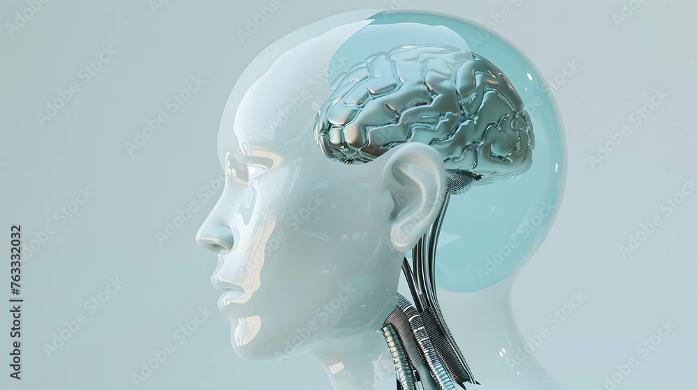 Hologram brain inside robotic head, neural network is a computational ...