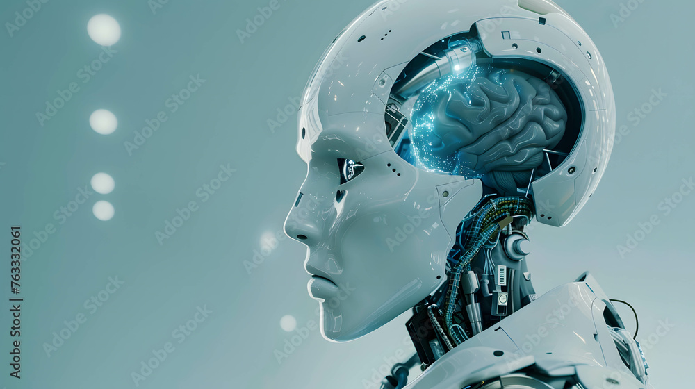 Hologram brain inside robotic head, neural network is a computational ...
