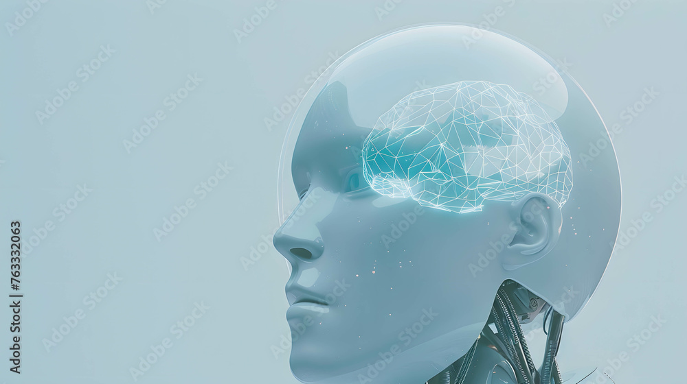 Hologram brain inside robotic head, neural network is a computational ...