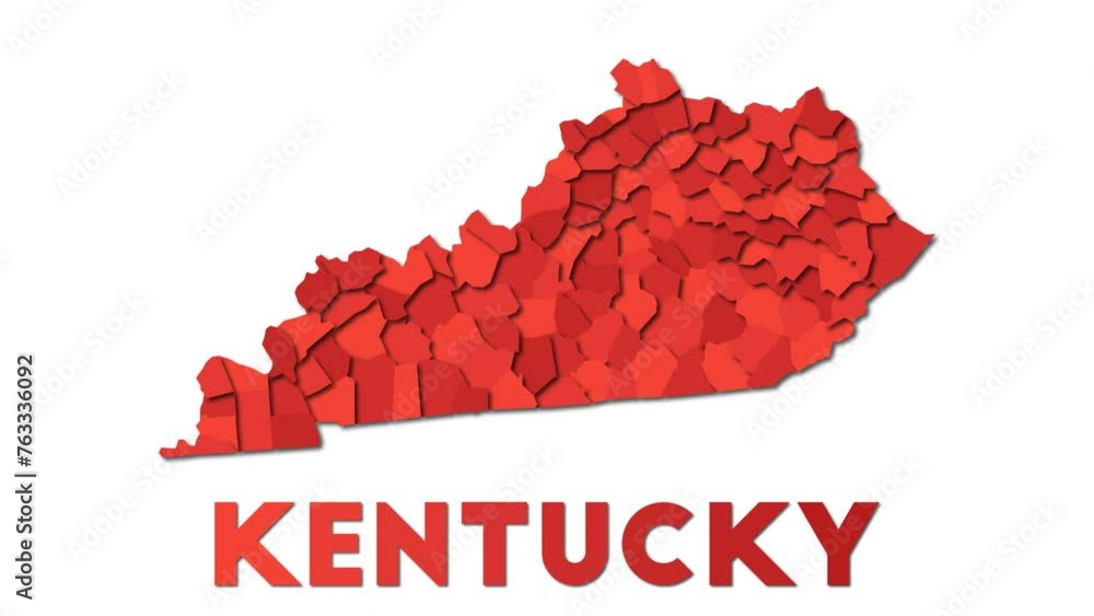 Kentucky map showing regions. Animated US state map with title. 4K ...