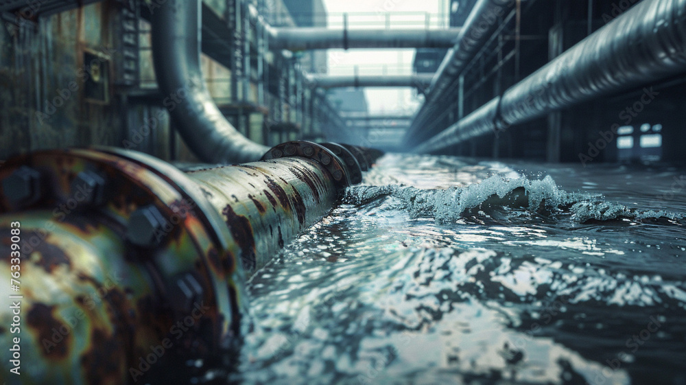 industrial and factory, a sewer pipe discharges contaminated dir Stock ...