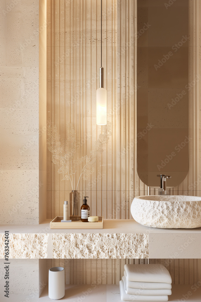 A luxurious and minimalistic bathroom interior design with a modern ...