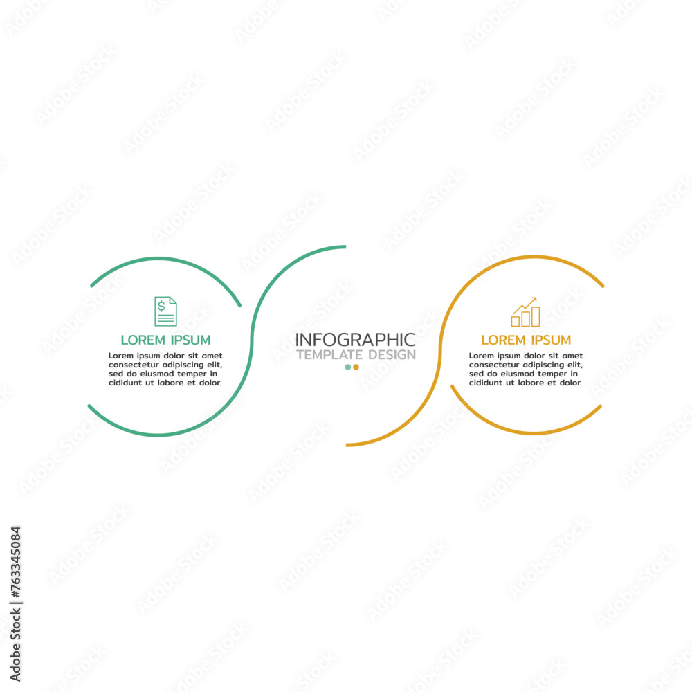 Business infographics template.Timeline with 2 steps, circles, options ...