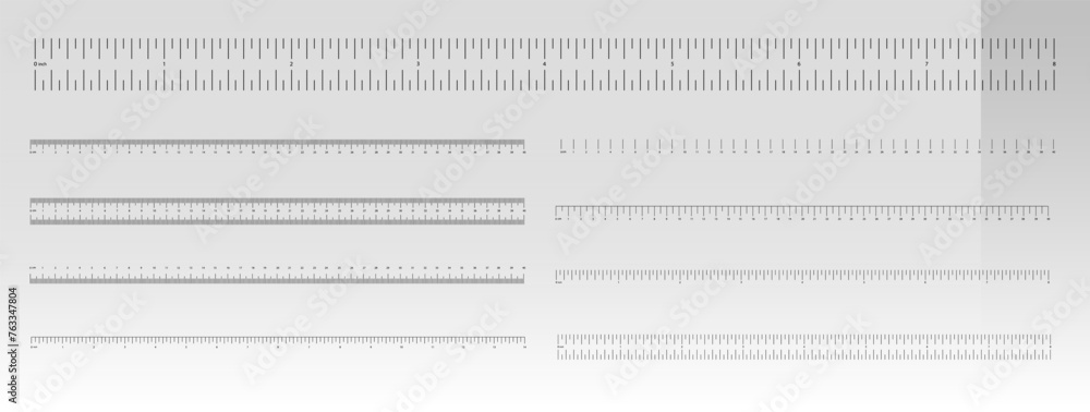 Ruler. Set of rulers. Measuring tool. Ruler scale. Mesh centimeter ...