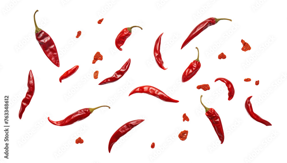 flying chili peppers isolated on transparent background cutout Stock ...