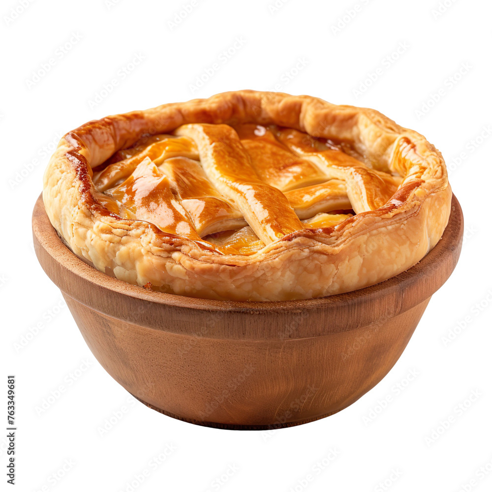 front view of Bakewell Pudding with a sweet almond-flavored filling in ...