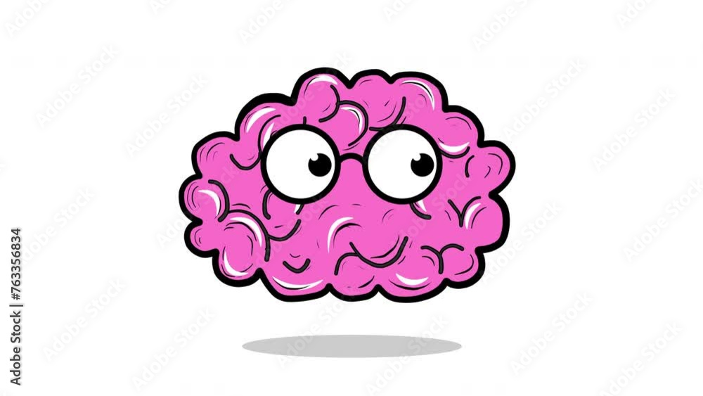 Animated Hand Drawn Brain animation isolated on white background. Smart ...