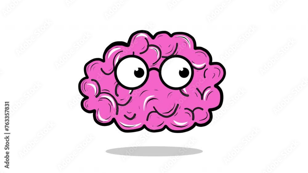 Animated Hand Drawn Brain animation isolated on white background. Smart ...