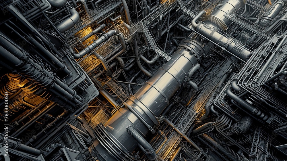 Factory, industrial illustration, metal, steel, realistic style, work ...