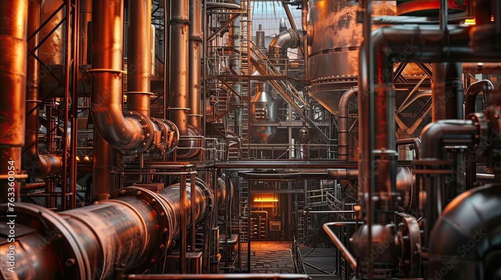 Factory, industrial illustration, metal, steel, realistic style, work ...