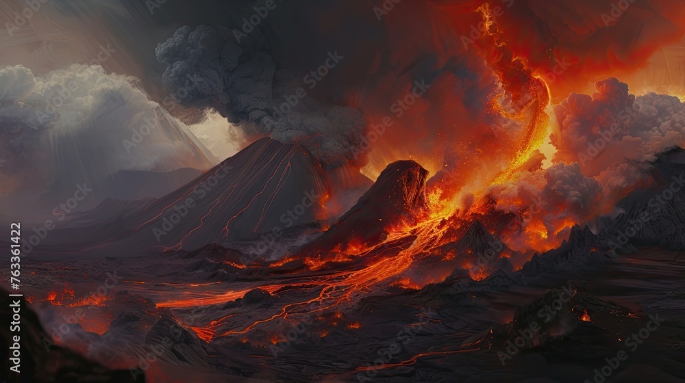 Volcano, frozen lava, landscape, volcanic eruption, natural disaster ...
