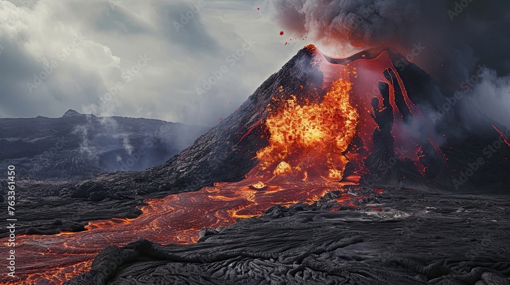 Volcano, frozen lava, landscape, volcanic eruption, natural disaster ...