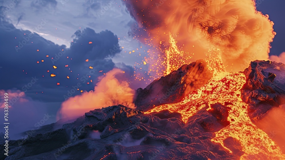 Volcano, frozen lava, landscape, volcanic eruption, natural disaster ...