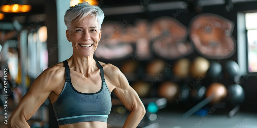 Confident and Fit Mature Woman Showcasing Her Toned Physique During a ...