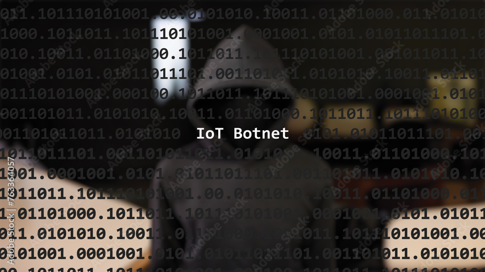 Cyber attack iot botnet text in foreground screen, anonymous hacker ... Cyber attack iot botnet text in foreground screen, anonymous hacker ...