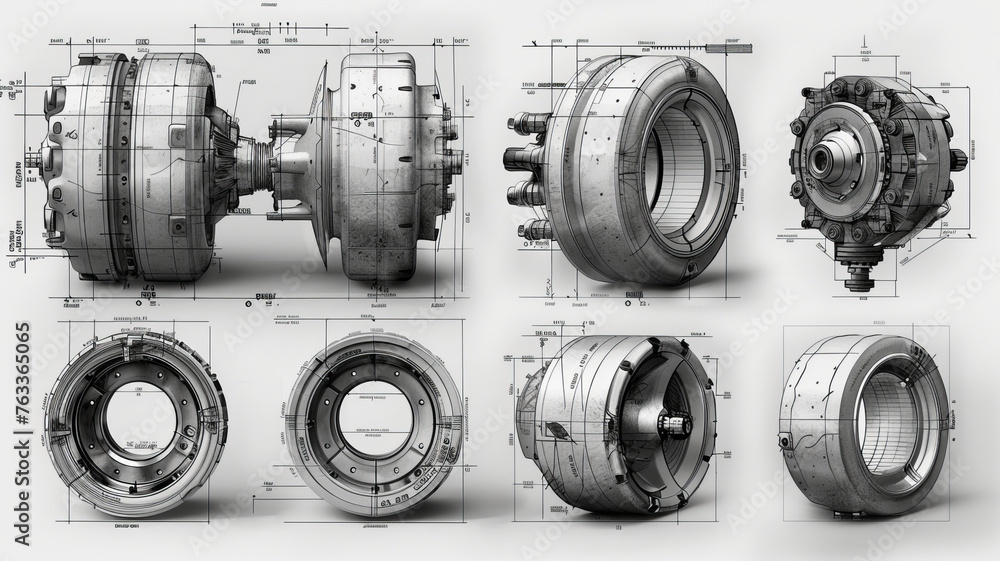 BBS LM Wheel Hub Engineering Blueprint,generative ai Stock Illustration ...