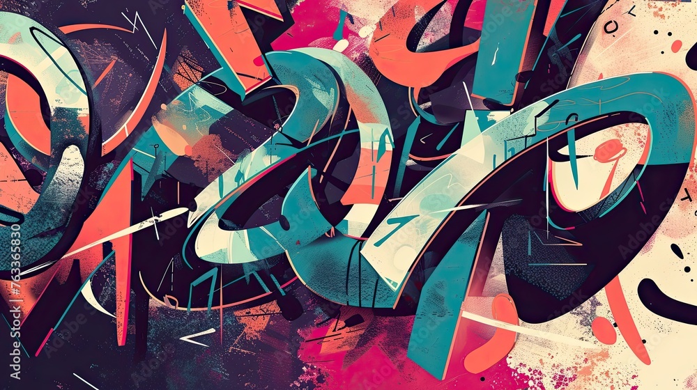 Abstract illustration of distorted, messy, deformed, sloppy typography ...