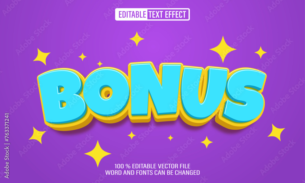 Editable 3d text style effect - Bonus Cartoon text effect Template ...