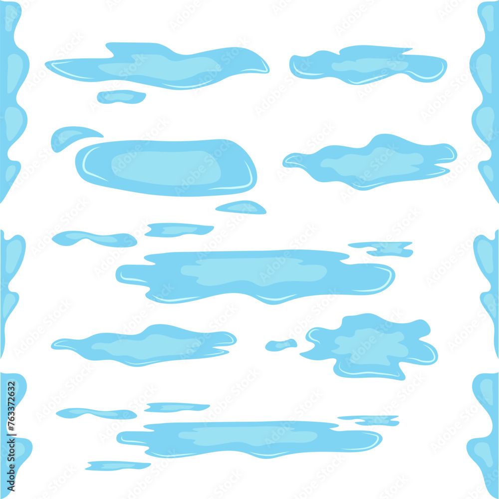 Cartoon blue dripping water drops, splashes, sprays and tears. Liquid ...