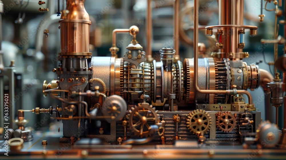 Intricate model showcasing the complex design of a vintage industrial ...