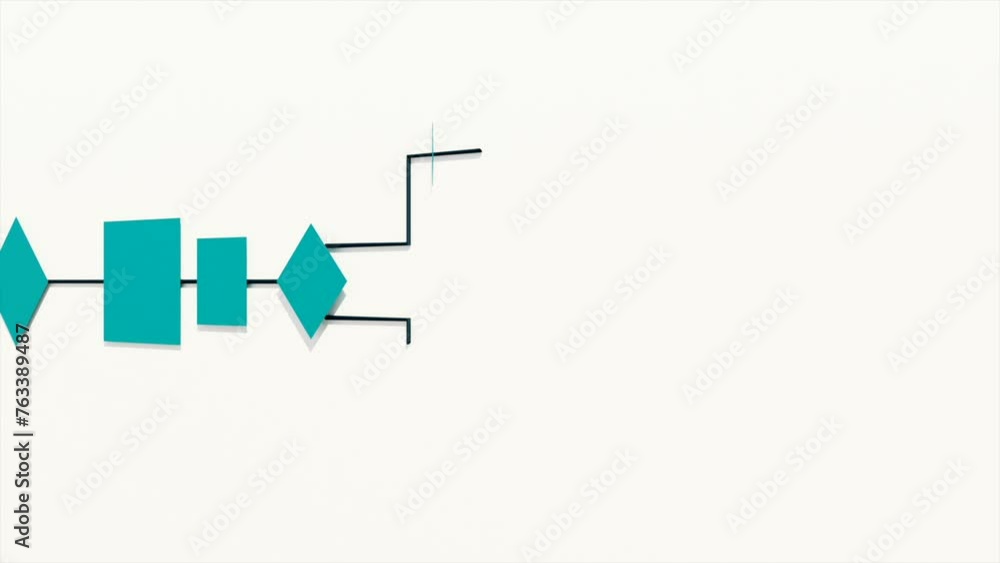 Blue colored flow chart to visualize business concepts, industrial ...