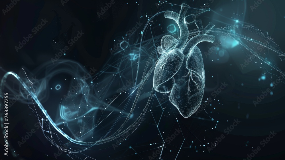 Futuristic medical research or lung cardiology health care with ...