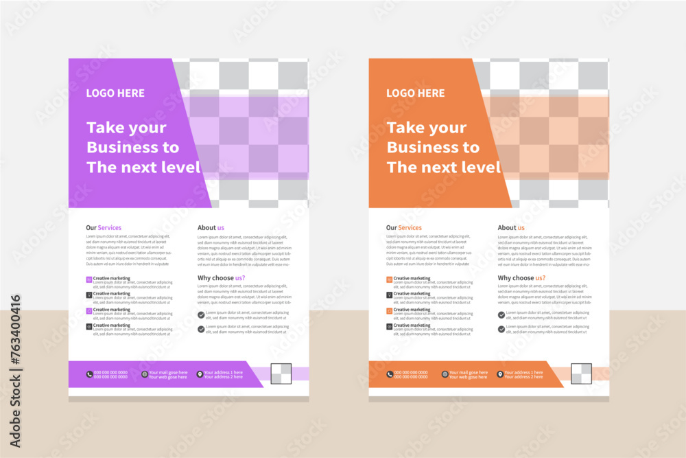 a bundle of 2 templates of different colors a4 Flyer template , modern ...