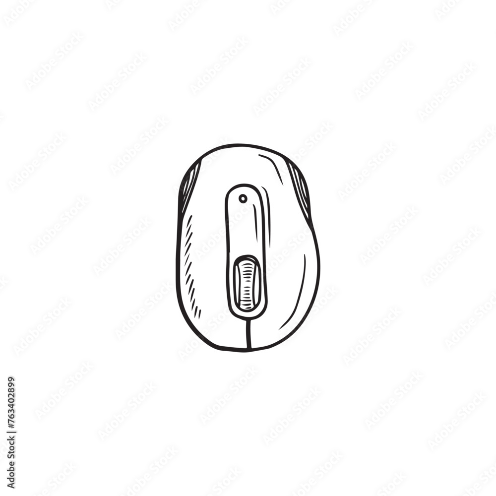 Realistic wireless computer mouse in black isolated on white background ...