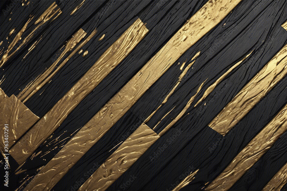 Carbon Black and Gold Luxury Style Interior wood wall wooden plank ...