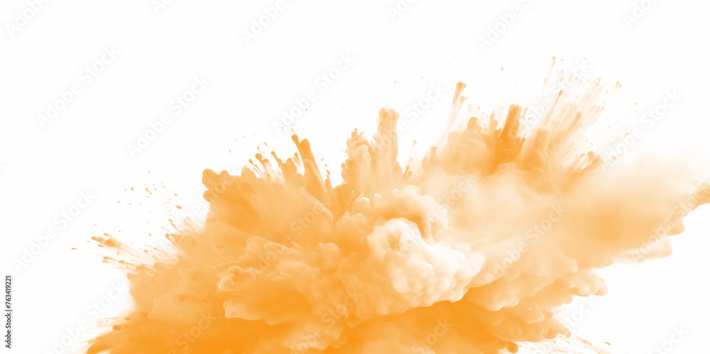 Orange color powder splash on a white background. Orange powder ...